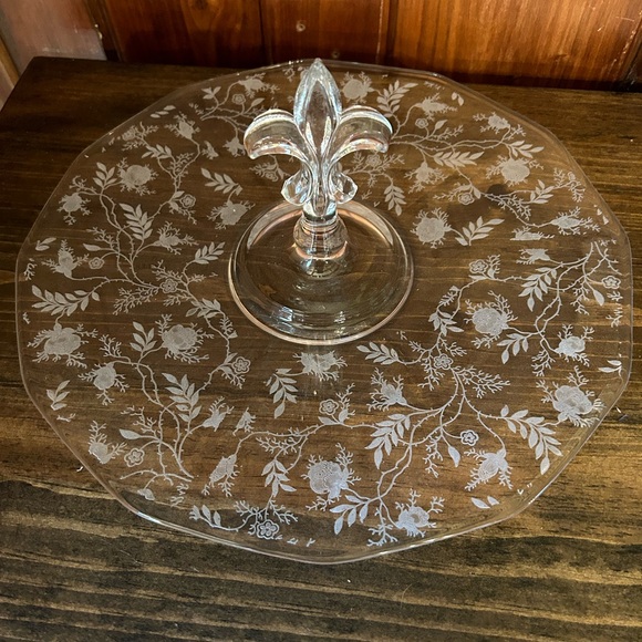 Fostoria | Dining | Fostoria Chintz Etched Serving Tray With Fleur De ...